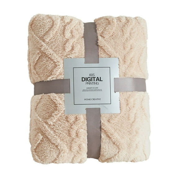 ffeta Solid Blanket, Coral Velvet Flannel Thickened Cover Blanket With ...