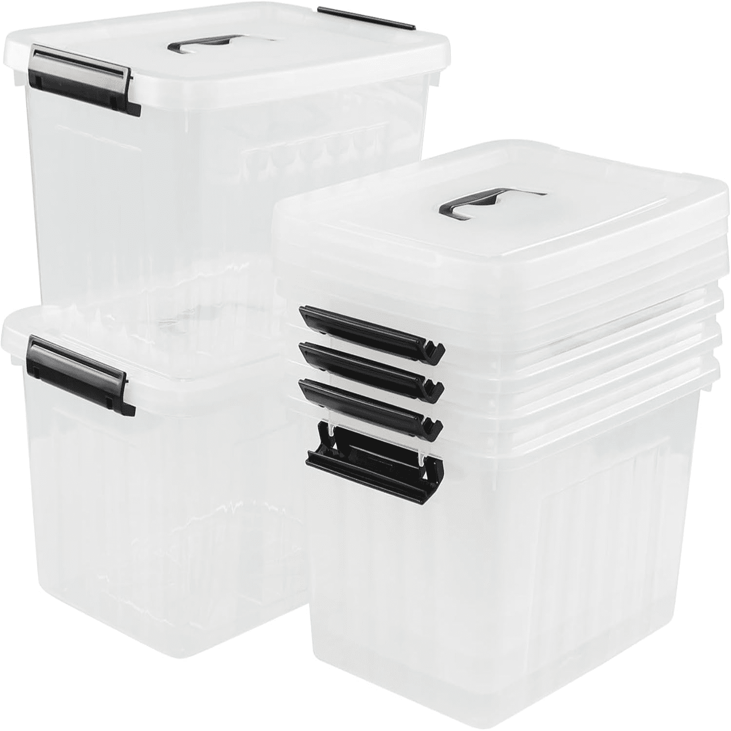 fhduf 12 Quart Clear Plastic Latching Storage 6 Packs - Walmart.com