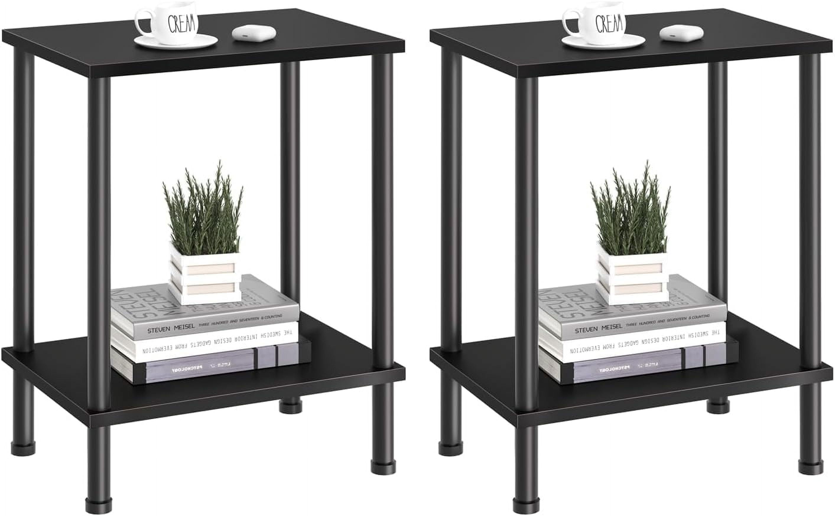 fhduf End with Charging Station Small Side 2-Tier Nightstand with ...