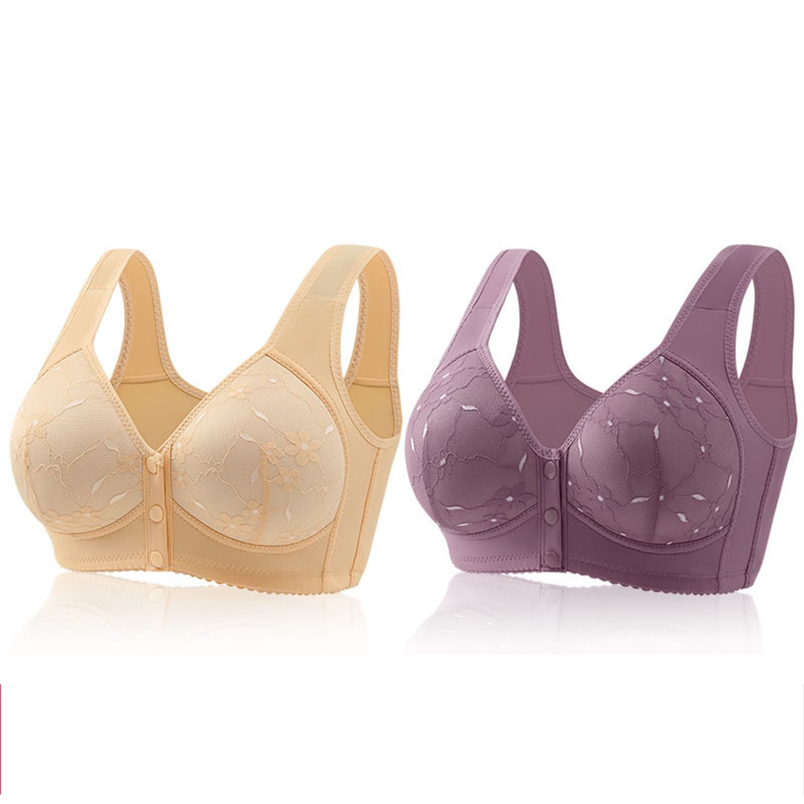 fheaev 2 Pack Front Closure Bras For Women Plus Size Full Coverage No ...