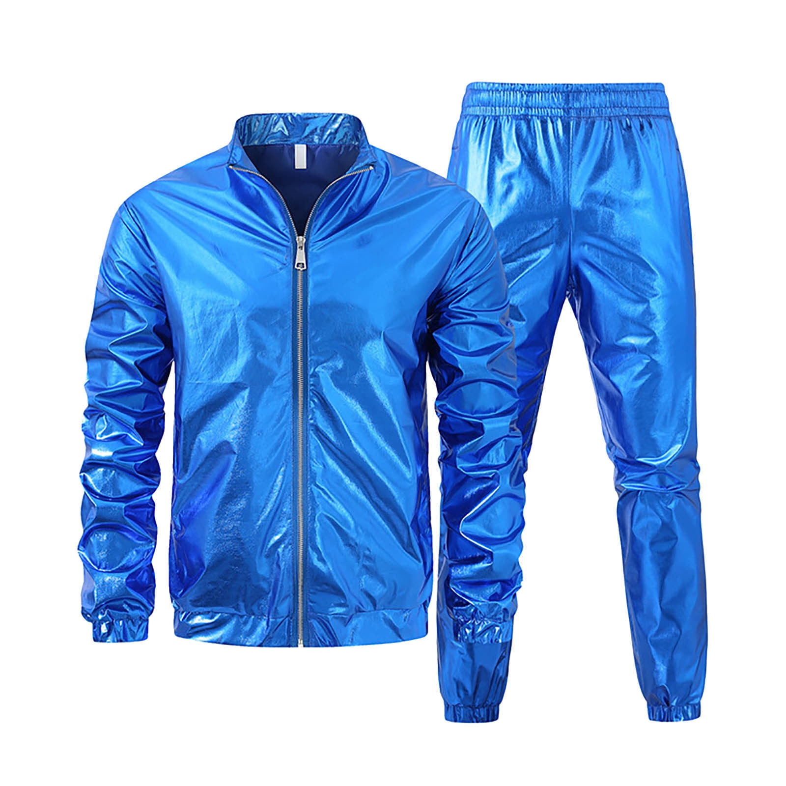 fheaev 2-Piece Shiny Performance Suit for Men Loose Performance ...