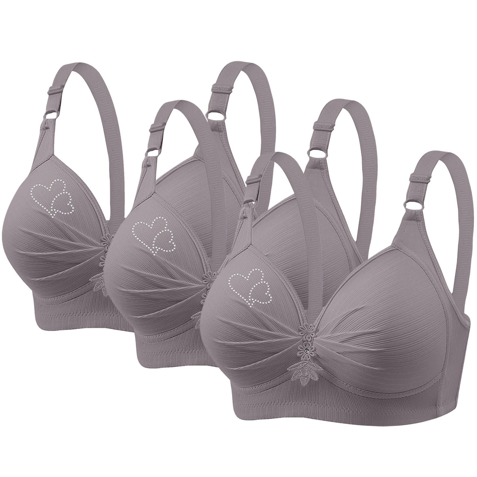 fheaev 3Pc Plus Size Bra for Women Wireless Bras No Underwire Printing ...