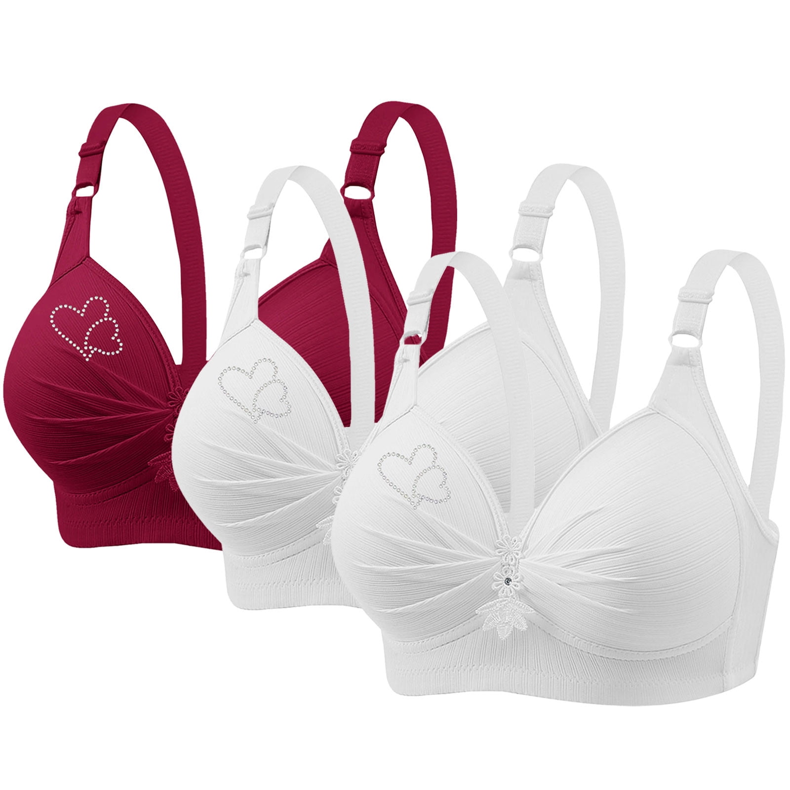 fheaev 3Pc Plus Size Bra for Women Wireless Bras No Underwire Printing ...