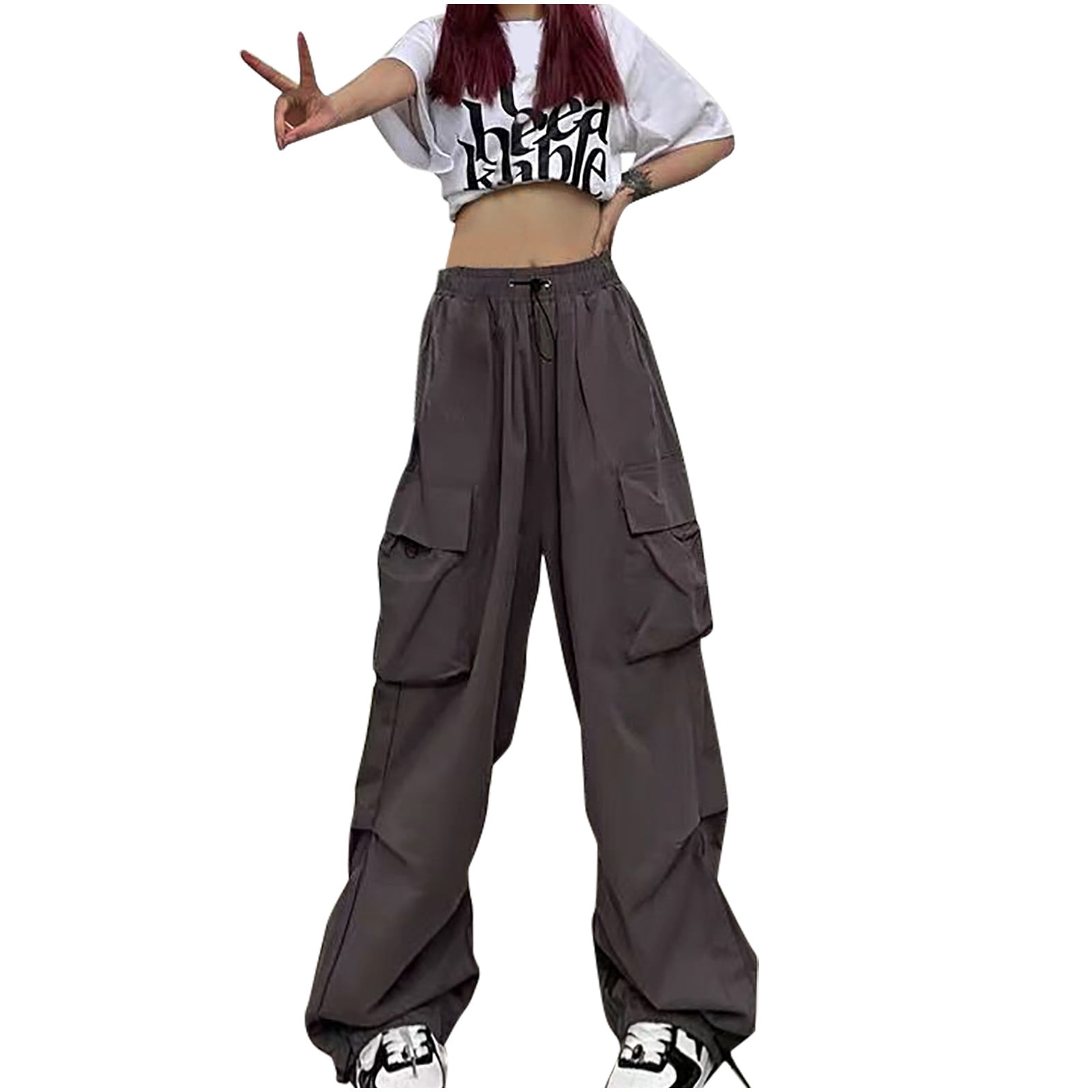 fheaev Cargo Pants For Women High Waisted Casual Pants Baggy Stretchy ...