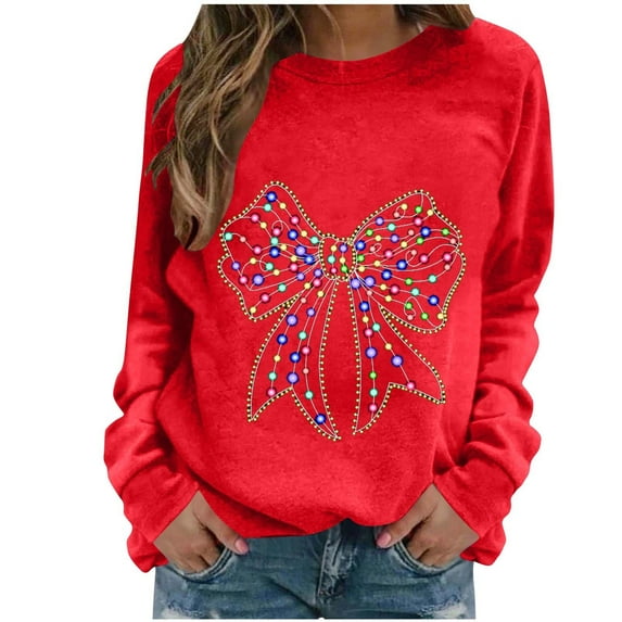 fheaev Christmas Sweatshirts for Women Cute Christmas Tree Graphic ...