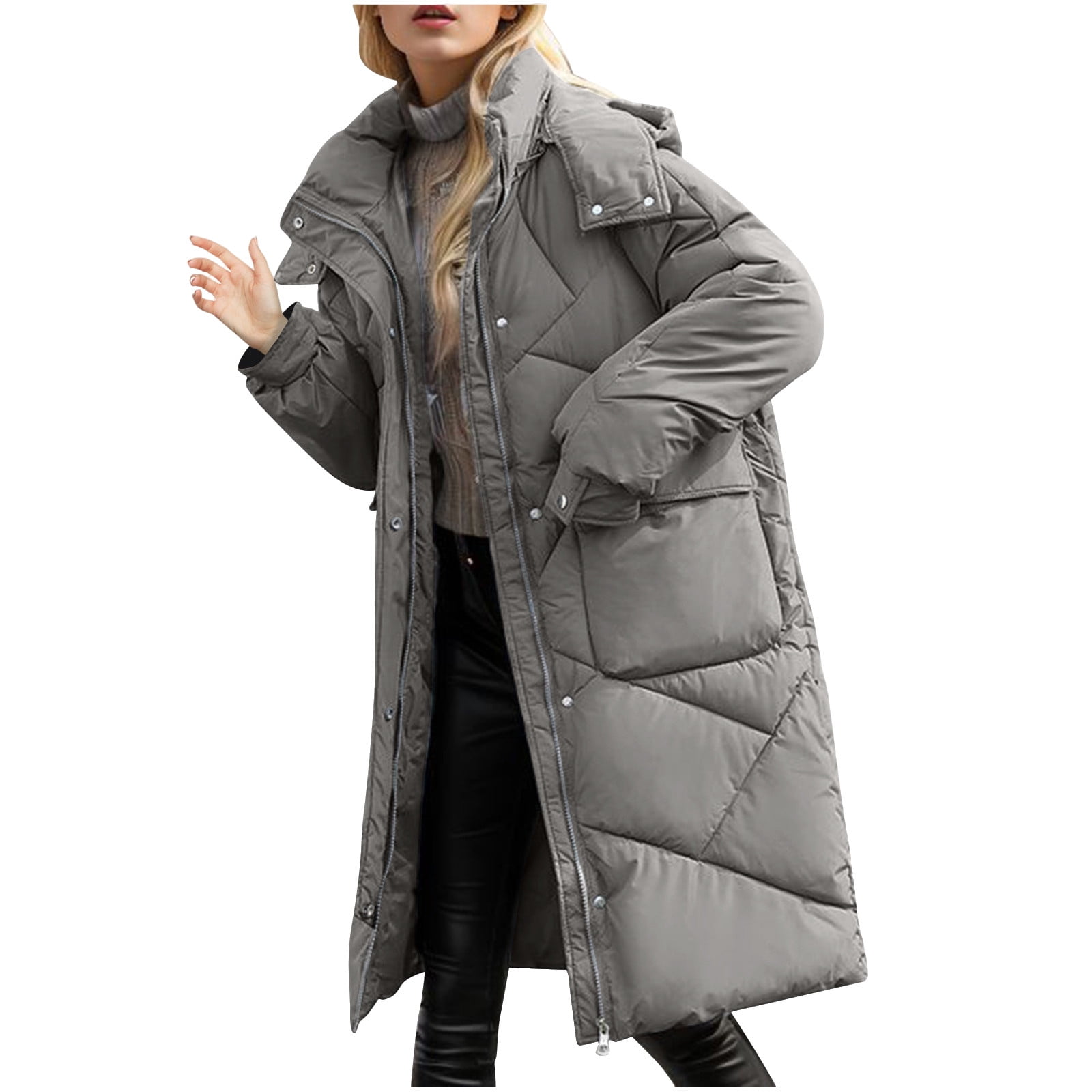 fheaev Hooded Coat for Women Winter Windproof Warm Heavy Weight Thicken ...