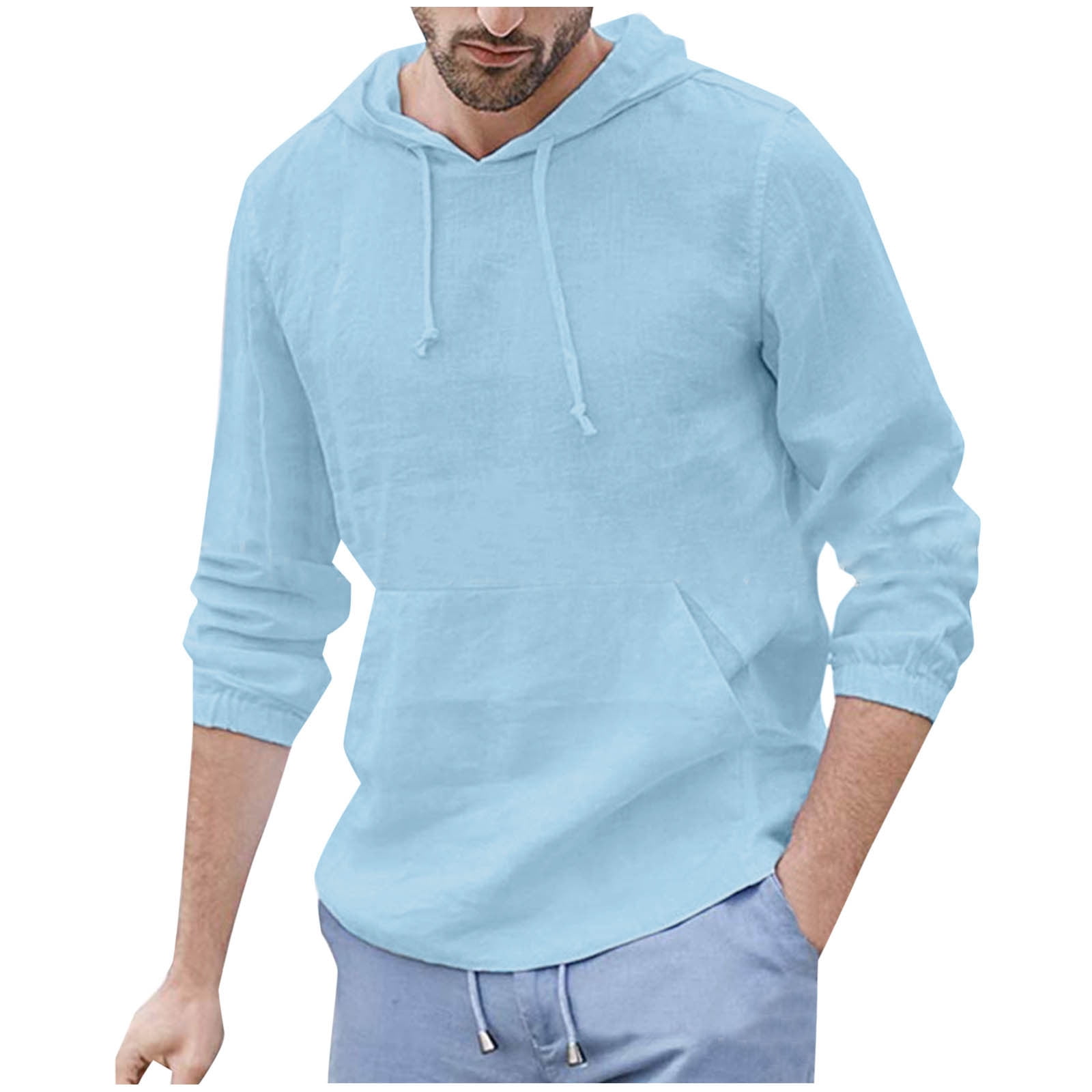 fheaev Hoodies For Men Solid Color Sweatshirt Hoodie Casual Hooded ...