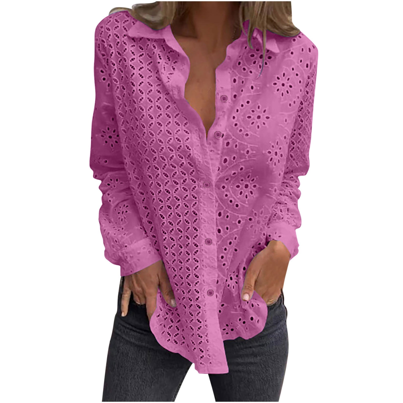 fheaev Long Shirts For Women Oversized Button Down Shirts Casual Loose ...