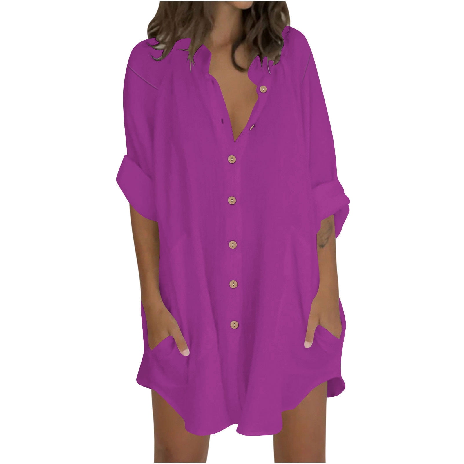 fheaev Long Shirts for Women Oversized Button Down Shirts Casual Loose ...