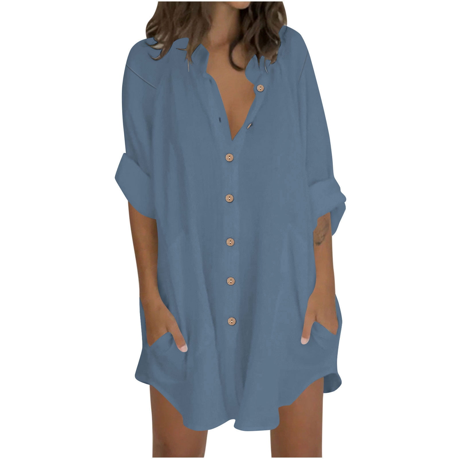 fheaev Long Shirts for Women Oversized Button Down Shirts Casual Loose ...
