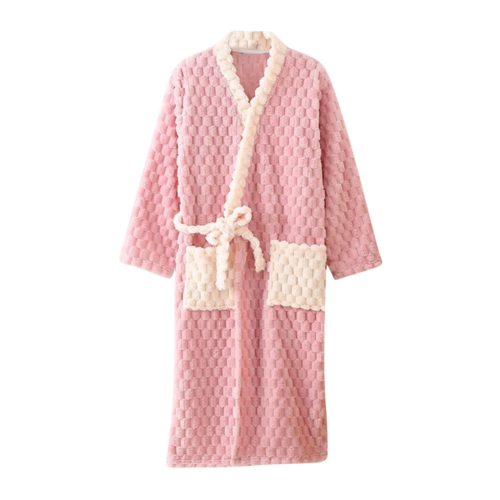 fheaev Robes For Women Winter Plush Warm Bathrobes Household Clothes ...