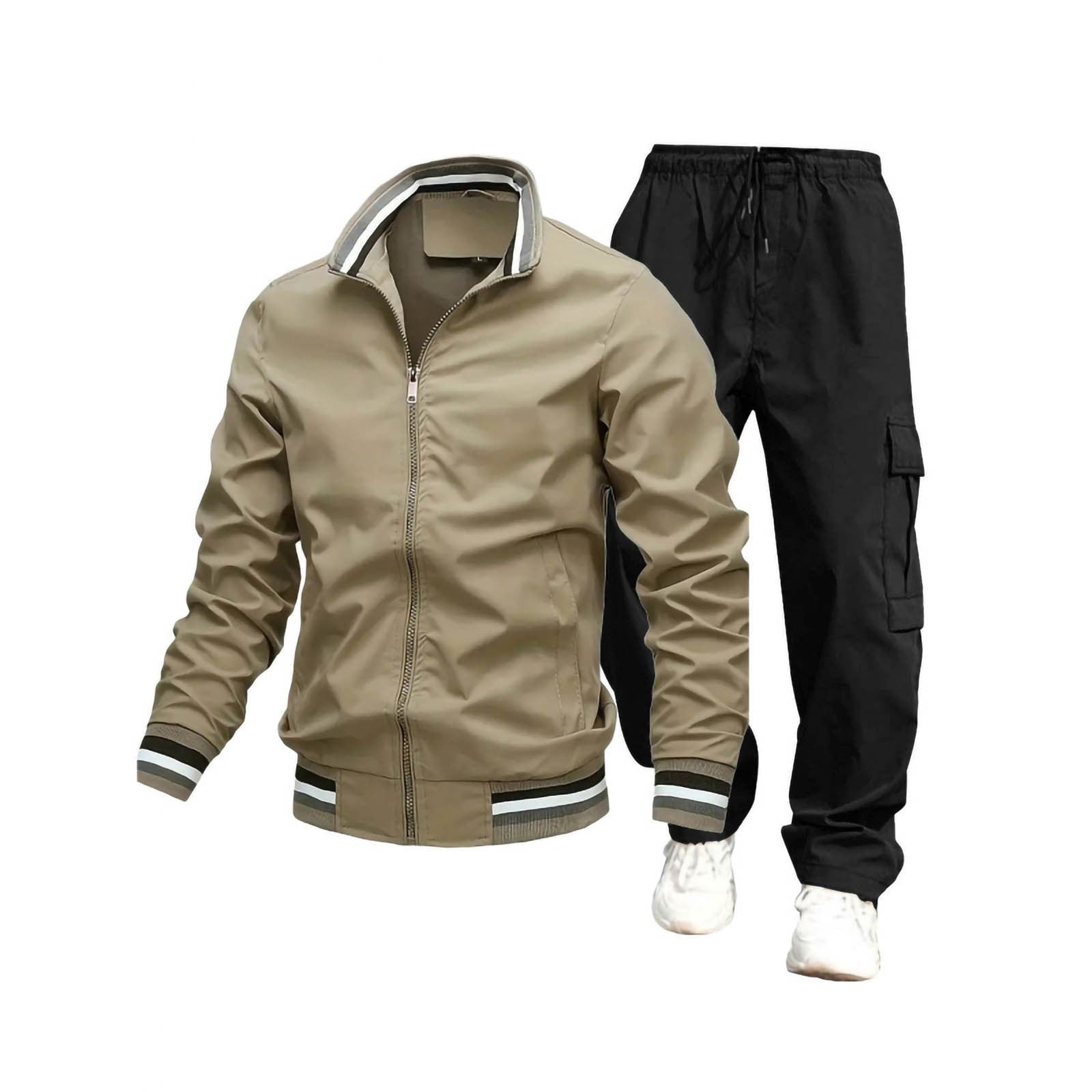 fheaev Tracksuit for Men 2 Piece Outfits Casual Solid Color Athletic ...