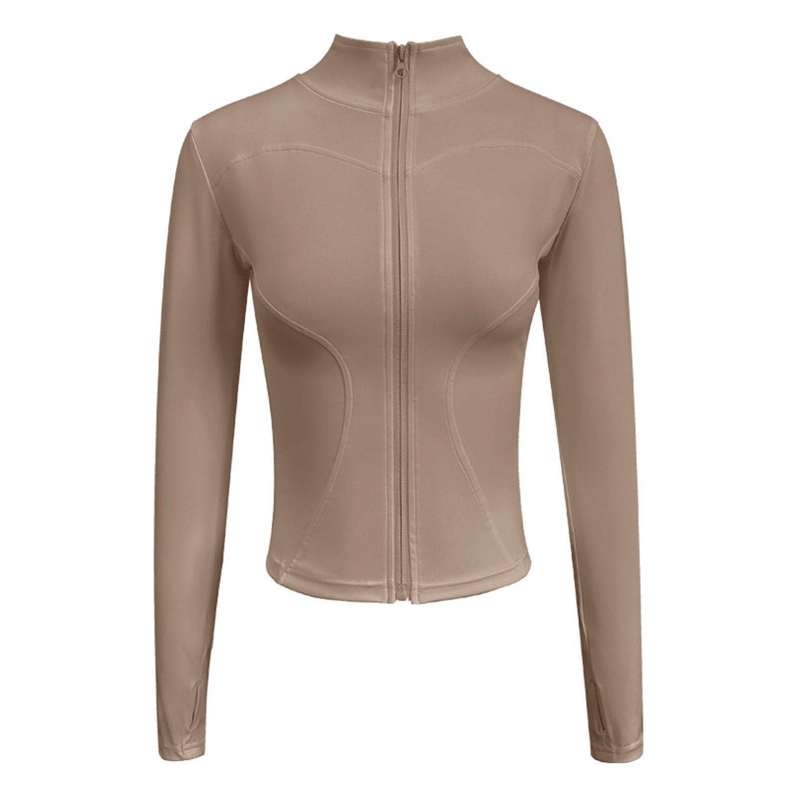 fheaev Zipper Slim Sports Top for Women Stretchy Athletic Running ...