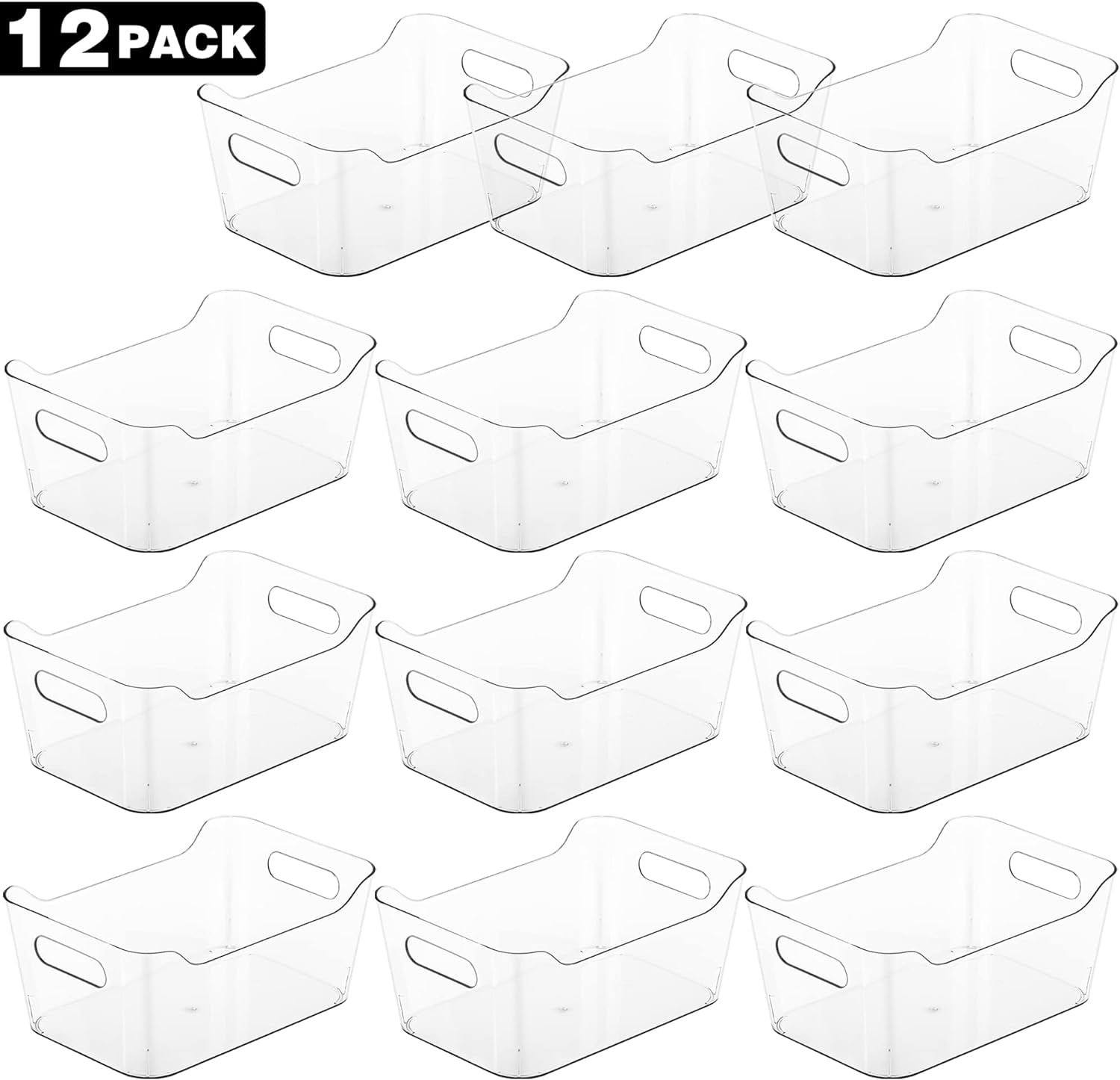 fhxbjoi 12 Pack Plastic Storage Bins Multi-Use Organizer Bins Pantry ...