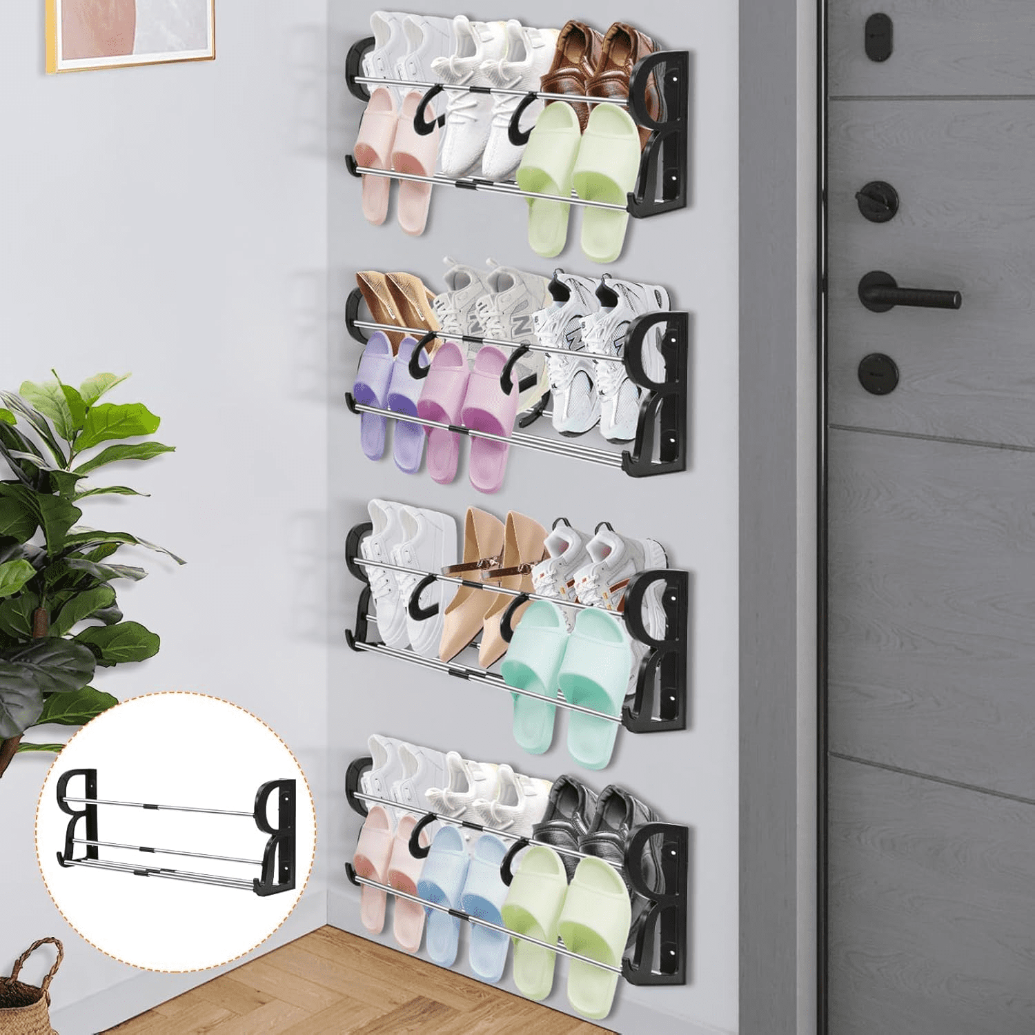 fhxbjoi 4 PACK Hanging Shoe Rack Wall Shoe Rack for RV Shoe Storage ...