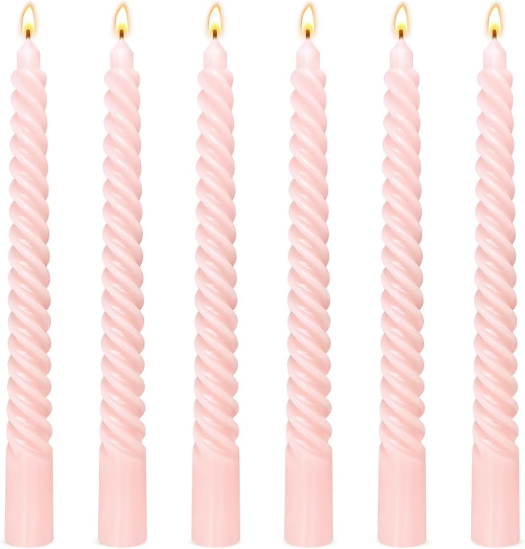 Hltser 6 Inch Light-Mocha Spiral Taper Candles for Home Decor Unscented ...