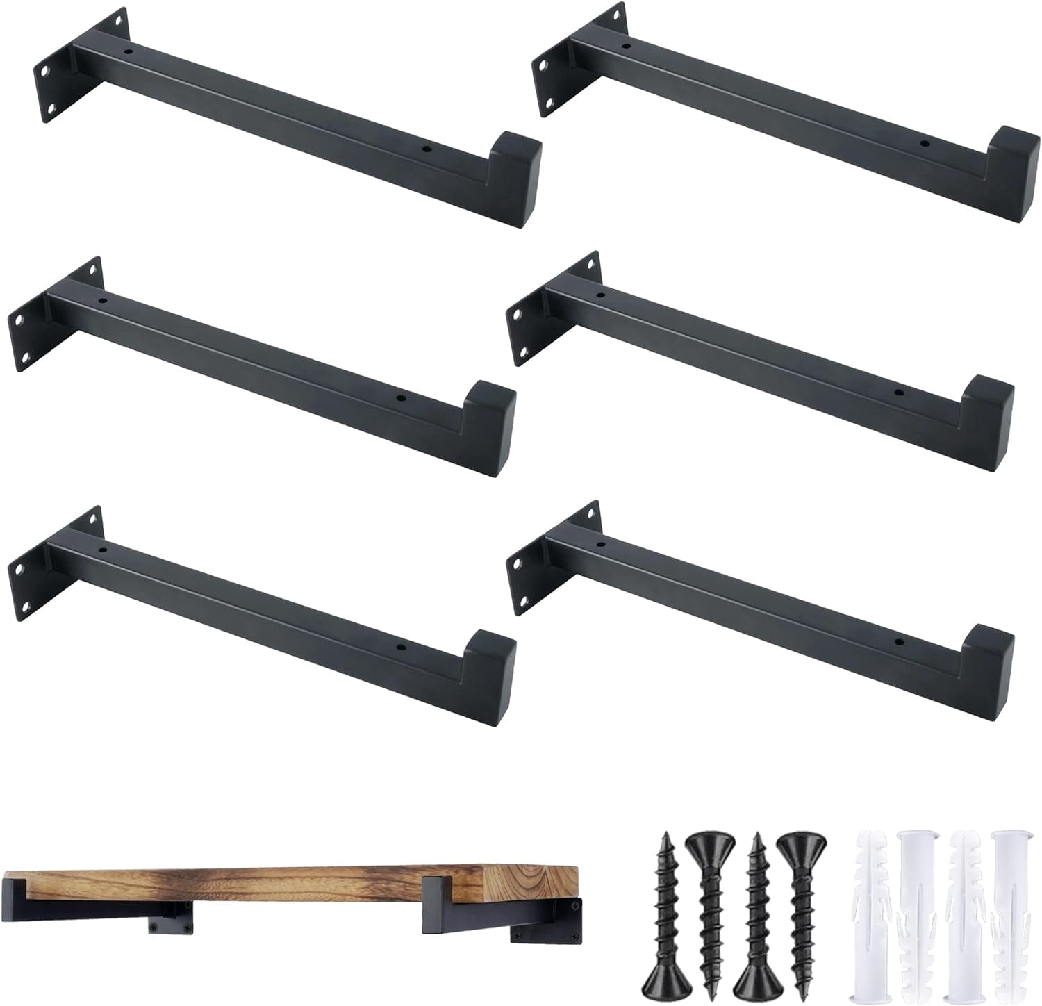Hltqwe 6 Pack Gold Shelf 12 Inch Floating Shelf Bracket with Lip ...