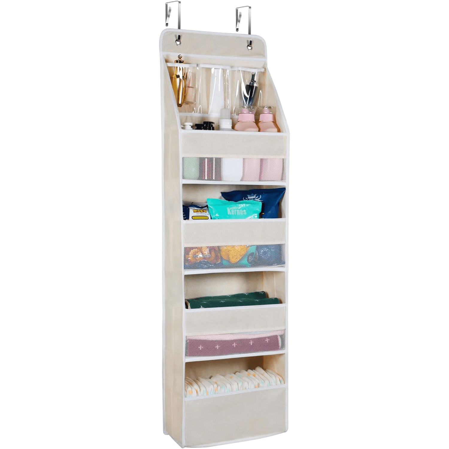 fhxbjoi 6-Shelf Over Door Hanging Organizer Fabric Door Storage with 5 ...