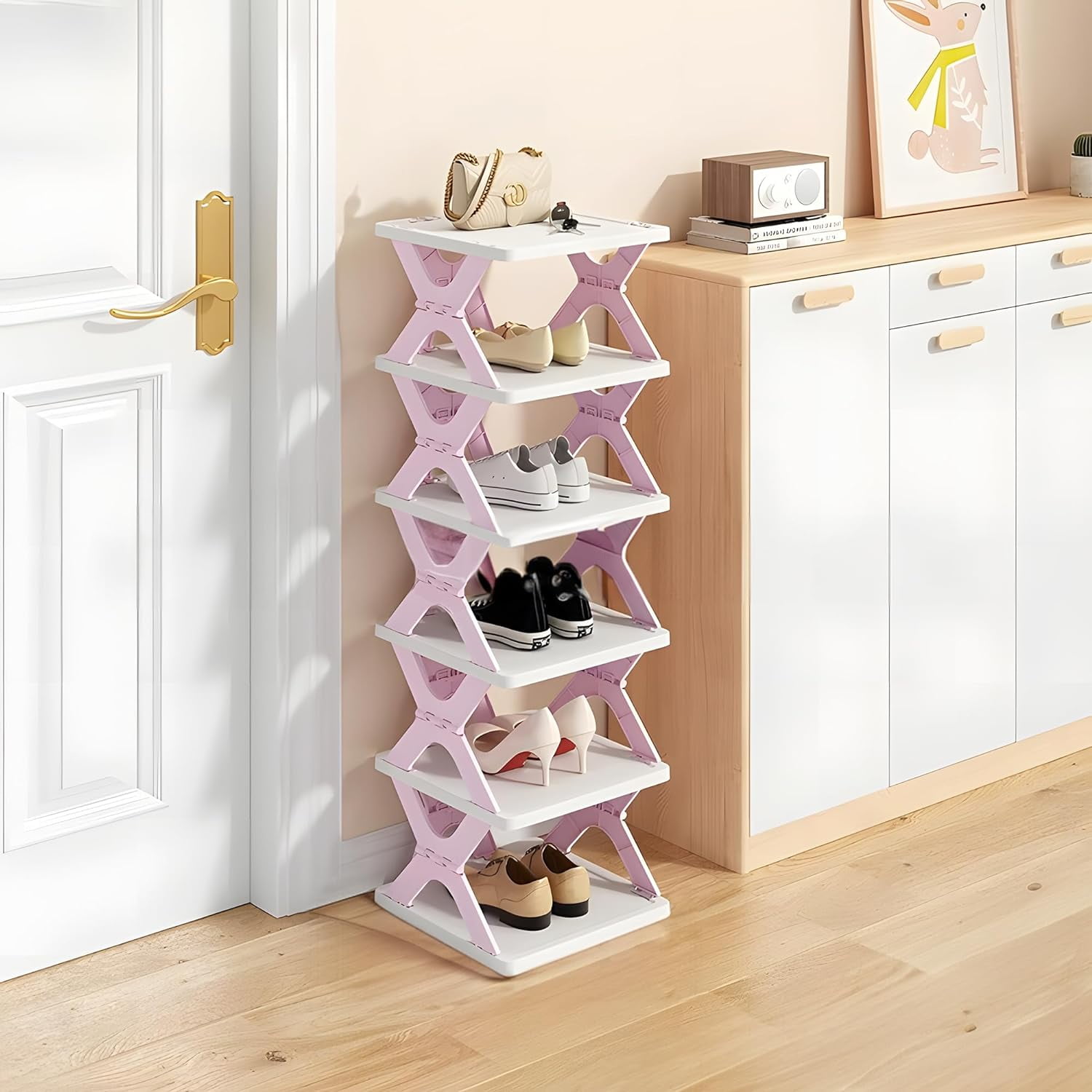 fhxbjoi 6 Tier Kids Shoe Rack Collapsible Shoe Rack for Kids' Rooms ...