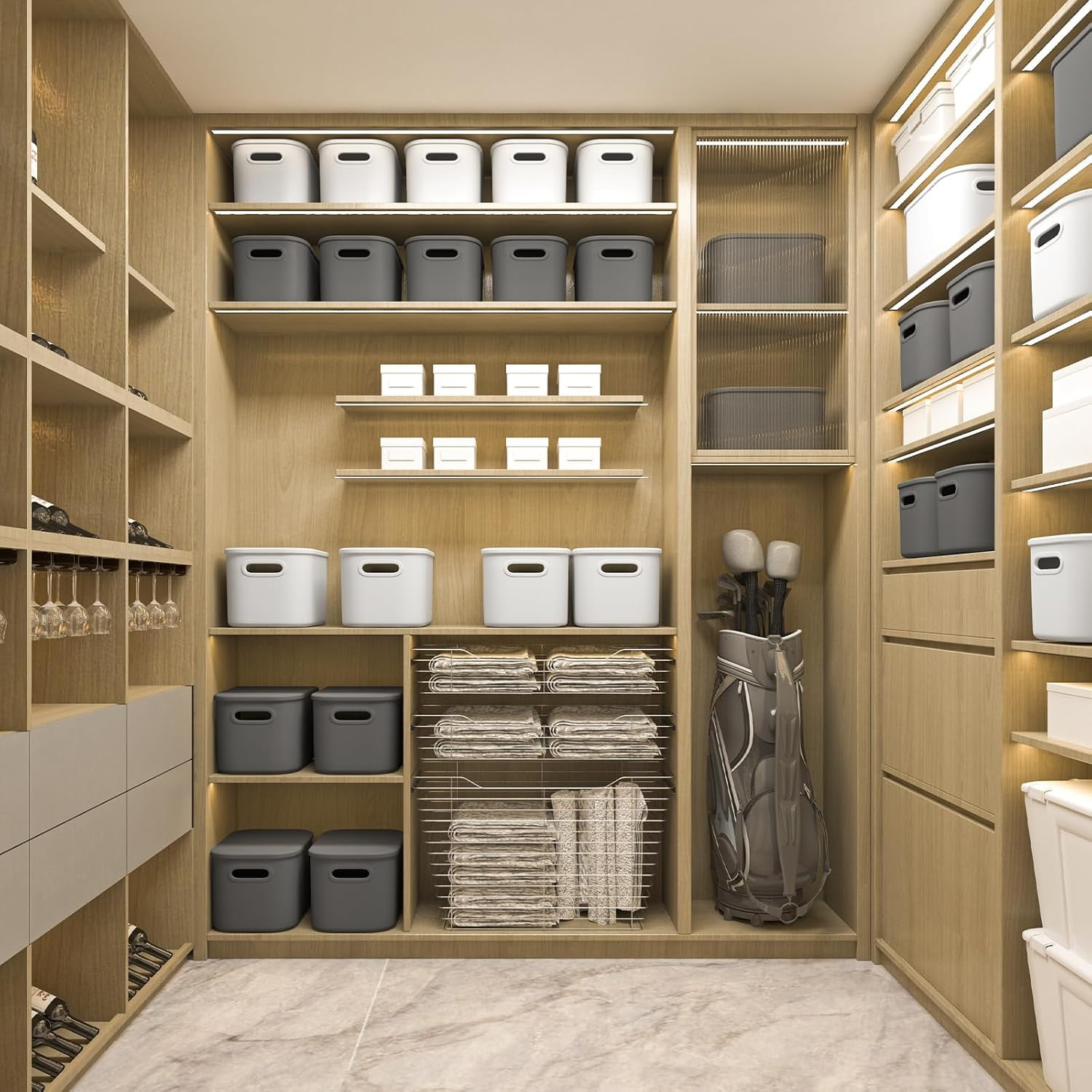 fhxbjoi 8 Pack White Storage Bins with Stackable Storage Container for ...