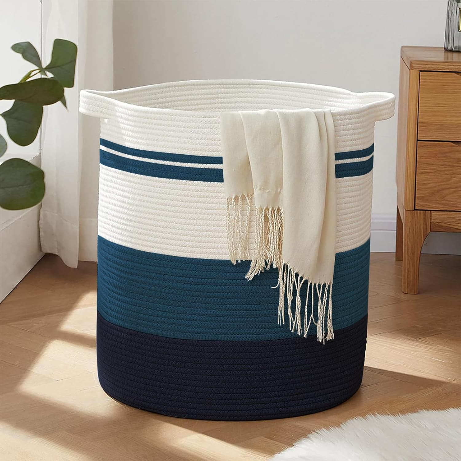 fhxbjoi 80L Laundry Baskets Hamper with Handles Decorative Basket for ...
