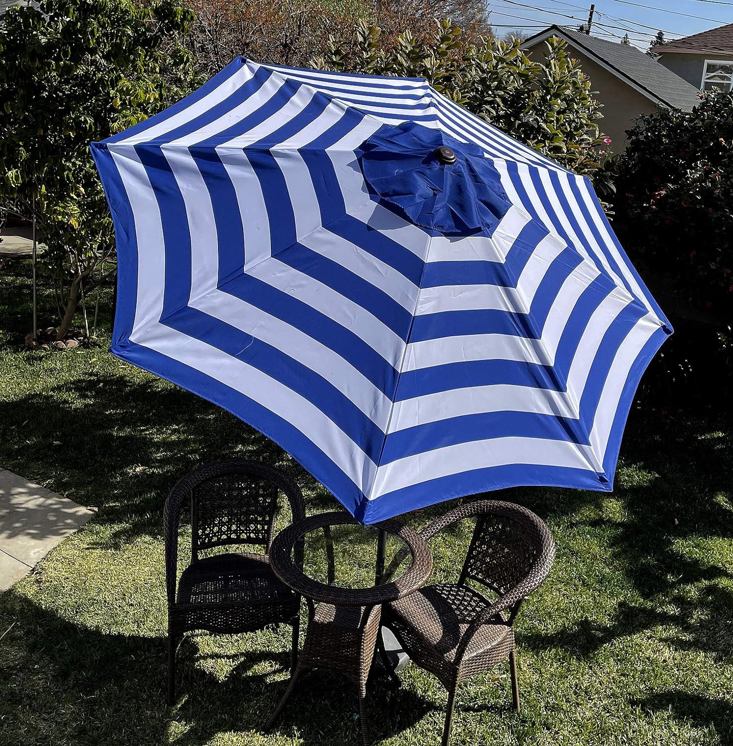 fhxbjoi 9ft 8 Ribs QWVGYUOP Royal Blue/White Stripe STRONG AND THICK ...