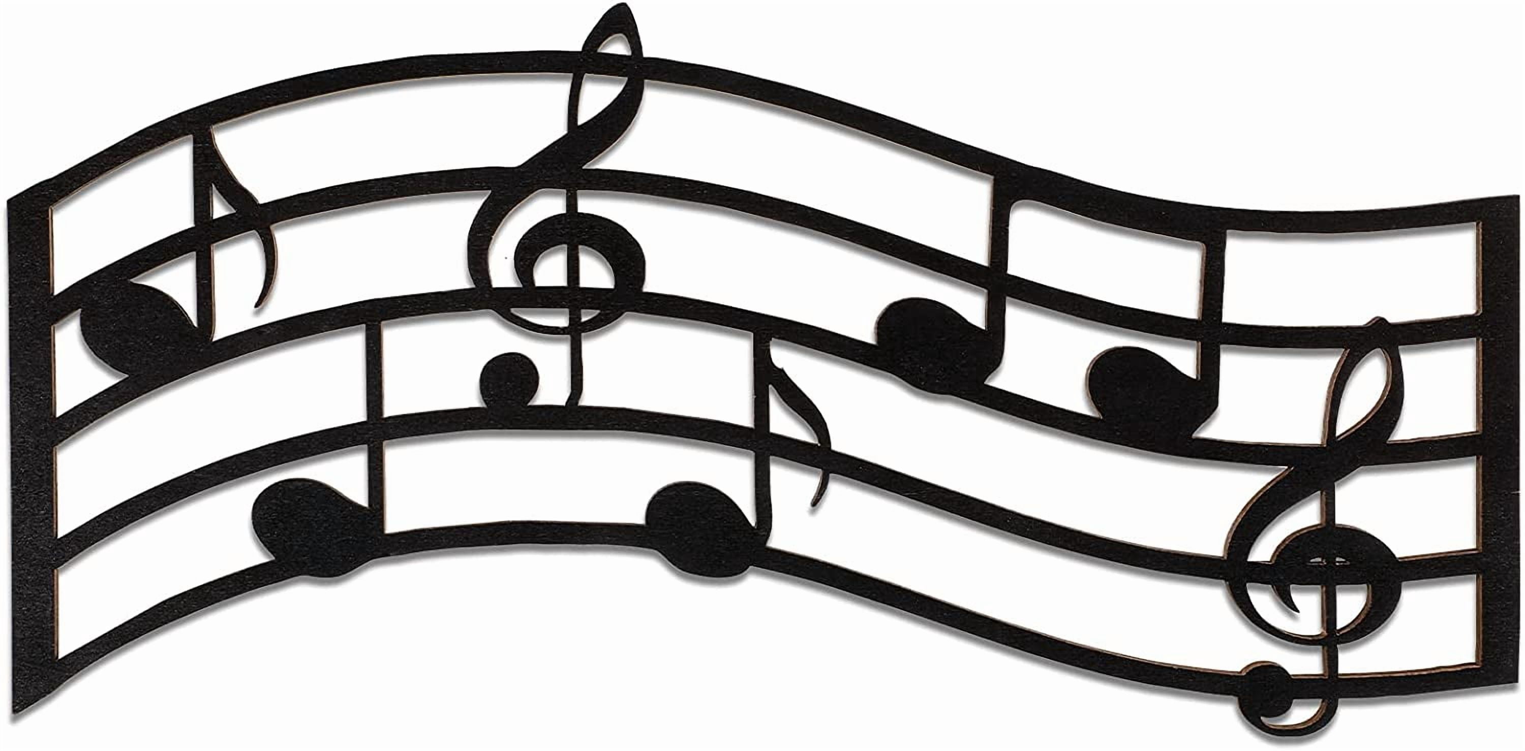 Black Treble Clef Glossy Wooden Wall Decoration Music Notes Silhouette ...