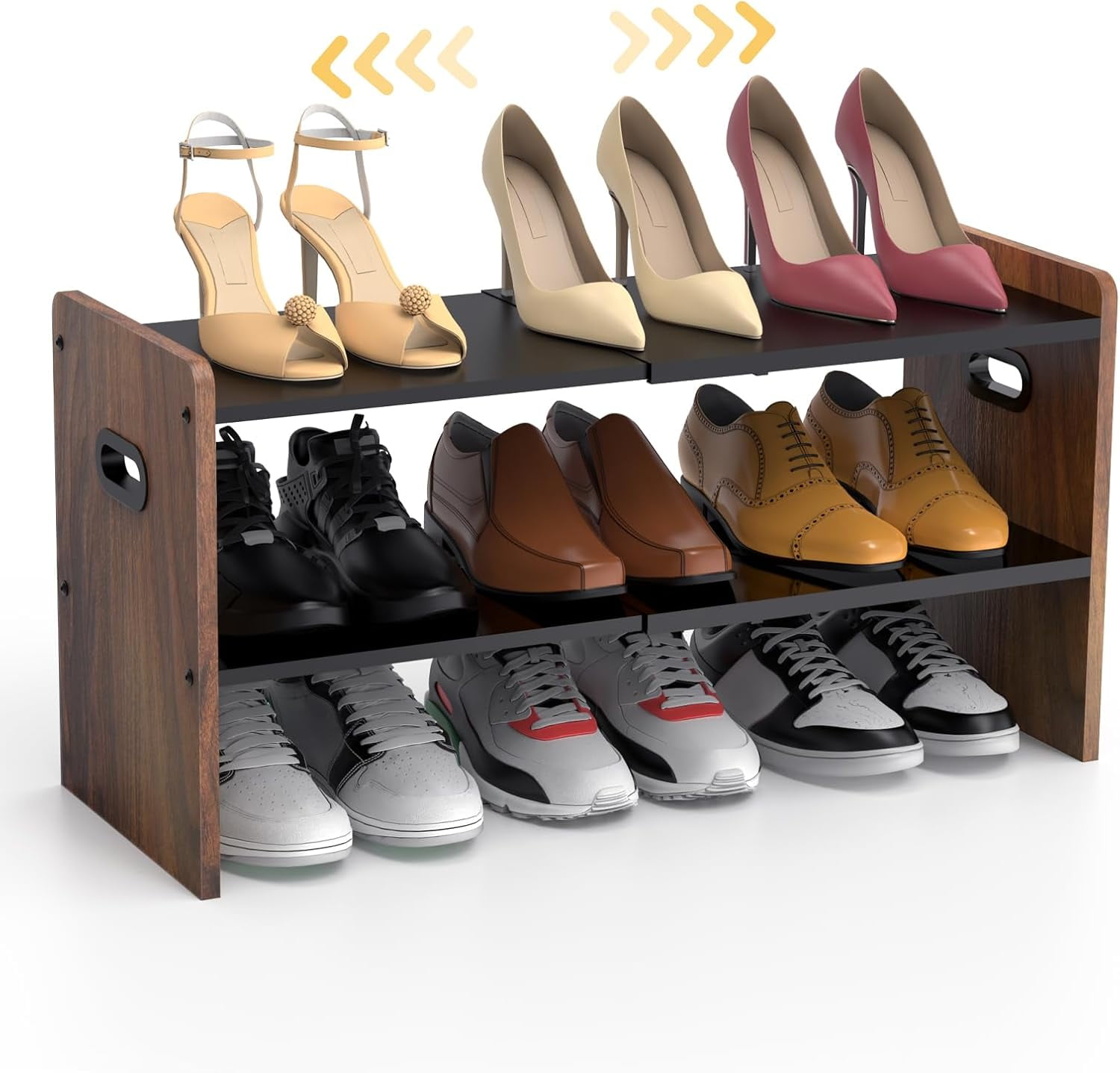 fhxbjoi Brown Shoe Rack Organizer for Closet 2-Tier Expandable Metal ...