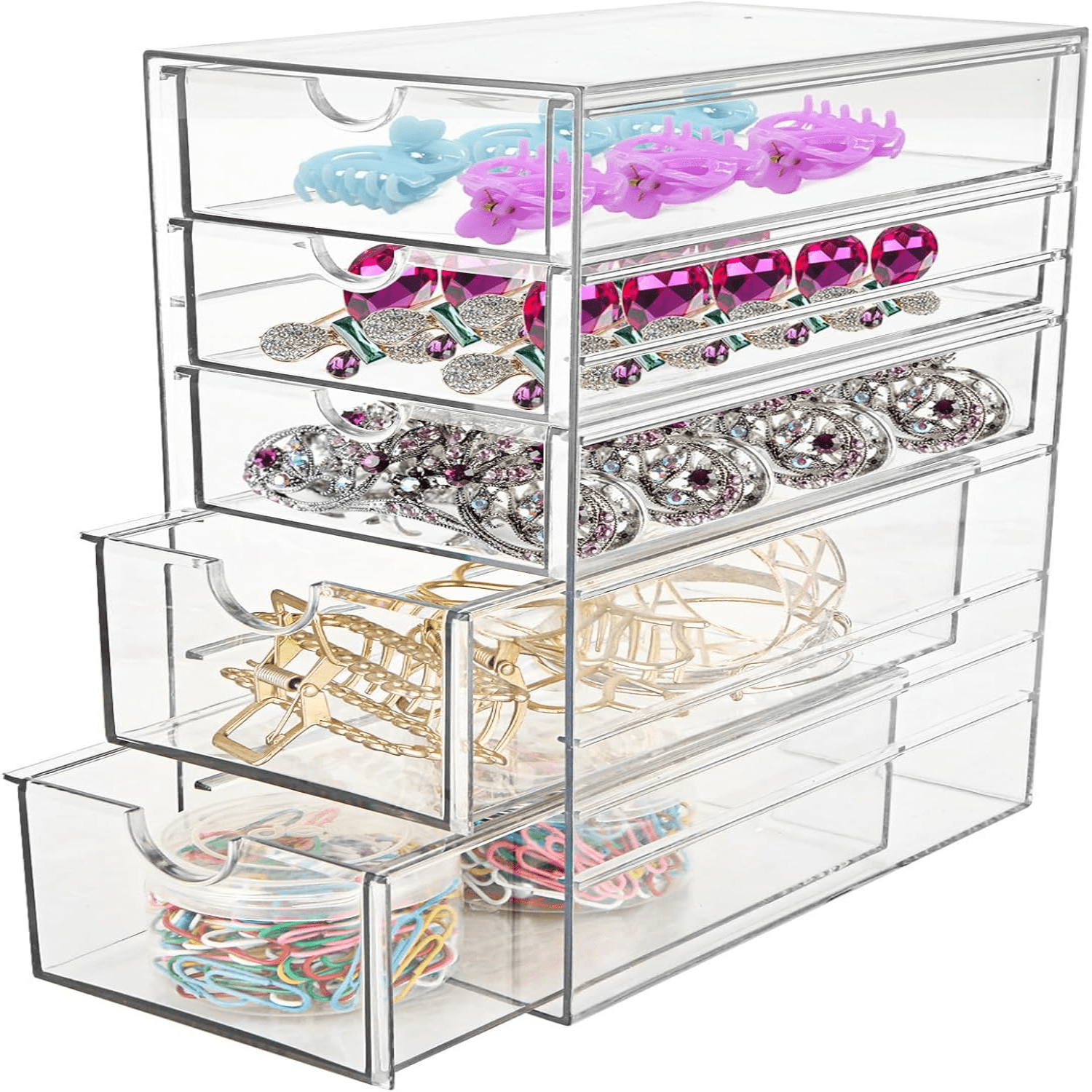 fhxbjoi Clear Plastic Hair Accessory Storage Organizer 5-Drawer Hair ...