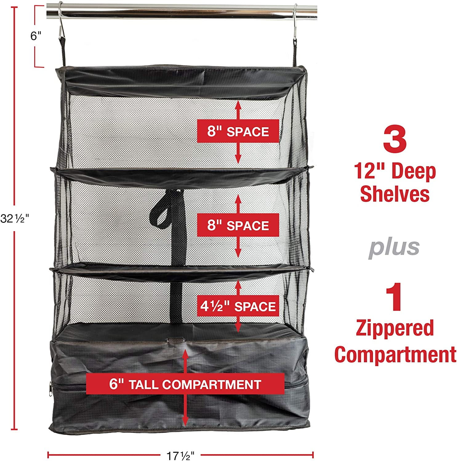 fhxbjoi Collapsable Portable Hanging Storage Organizer With Zippered ...