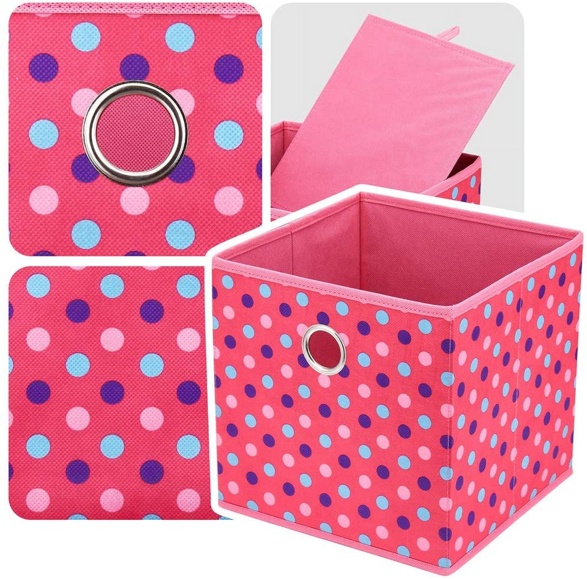 fhxbjoi Collapsible Cloth Cube Storage Bins Polka Dot Fabric Girls ...