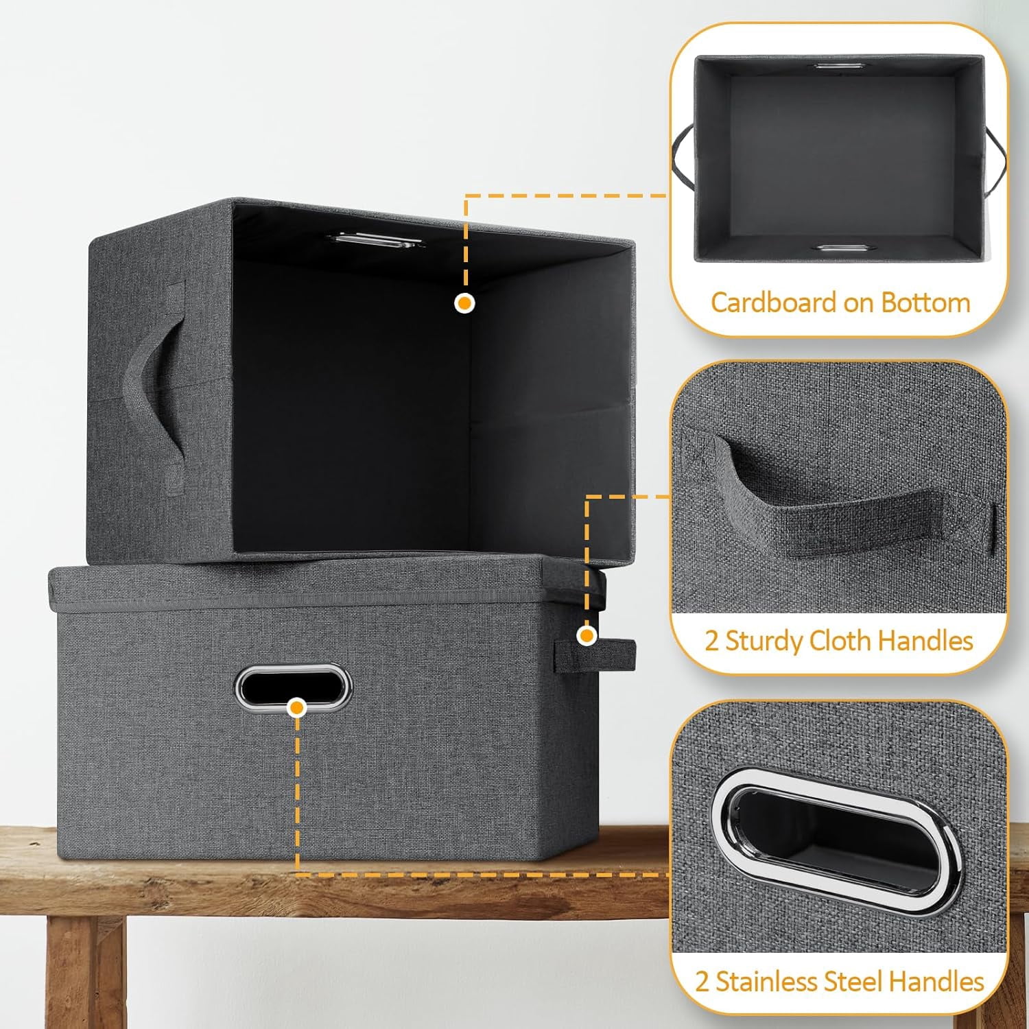 fhxbjoi Collapsible Storage Bins with 3 Pack Fabric Foldable Storage ...