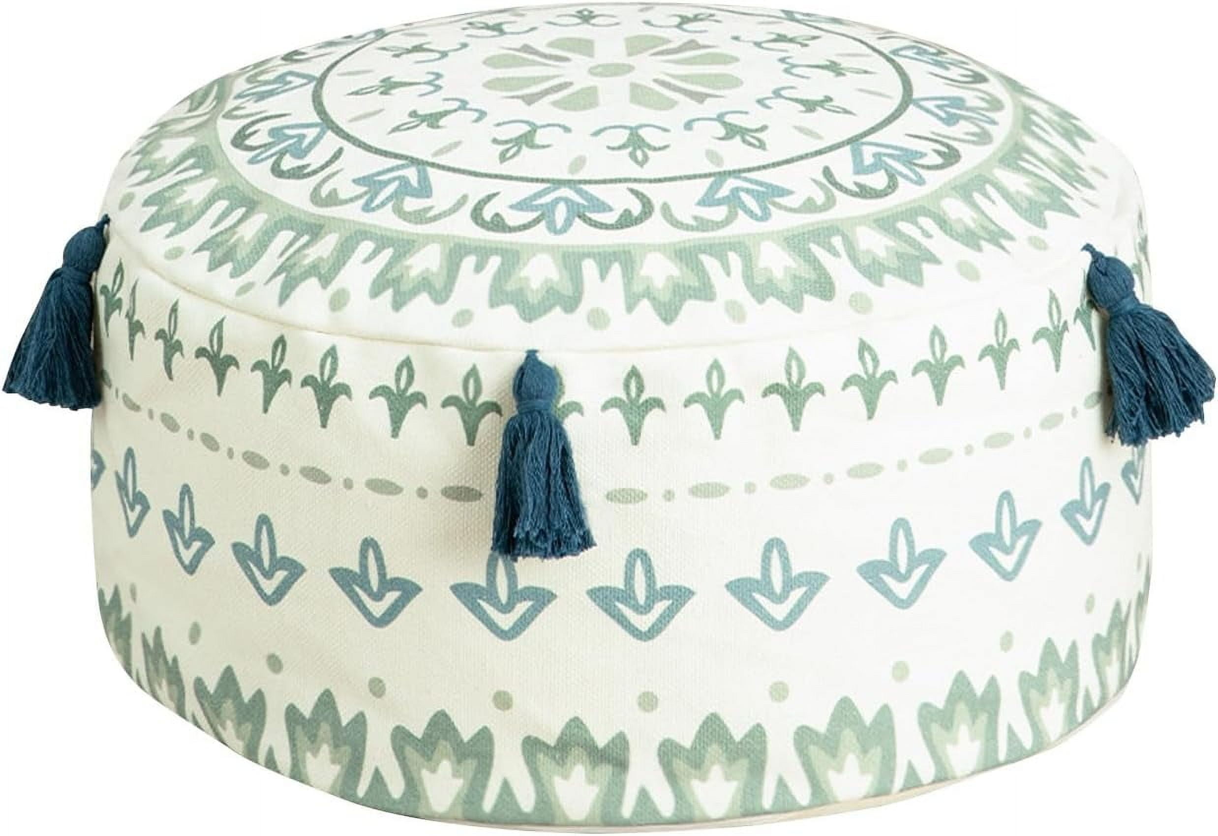 fhxbjoi Cotton Print Ottoman Pouf Cover Unstuffed Round Pouf Covers for ...