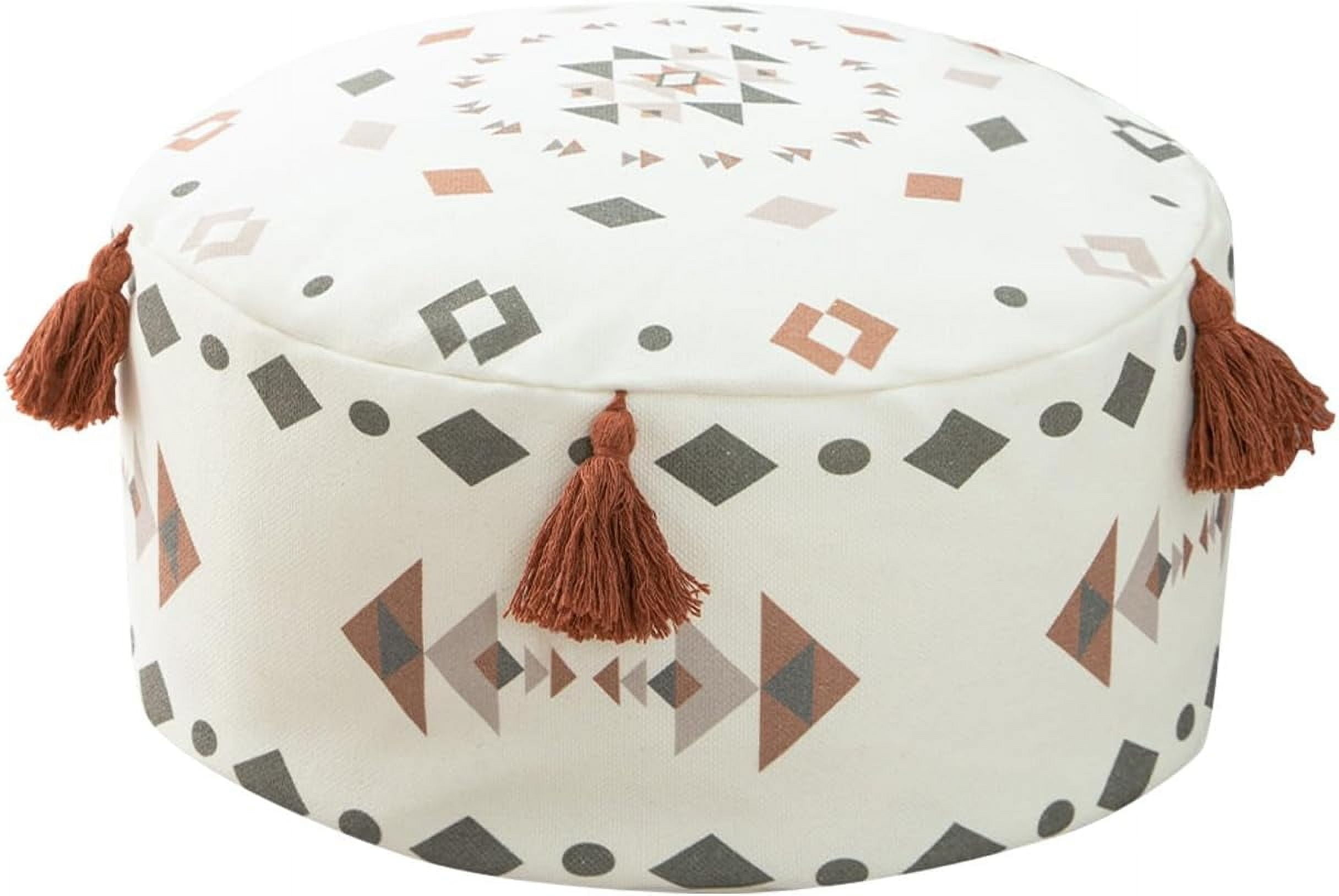fhxbjoi Cotton Print Ottoman Pouf Cover Unstuffed Round Pouf Covers for ...