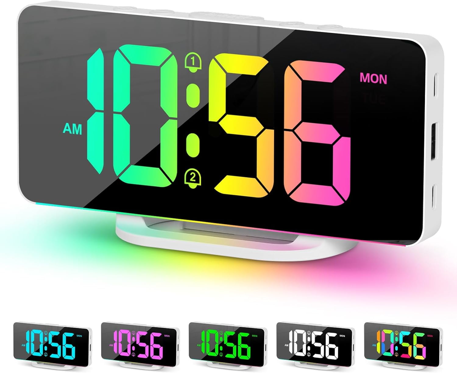 fhxbjoi Digital Alarm Clock Large LED Digital Clock for Bedrooms with ...