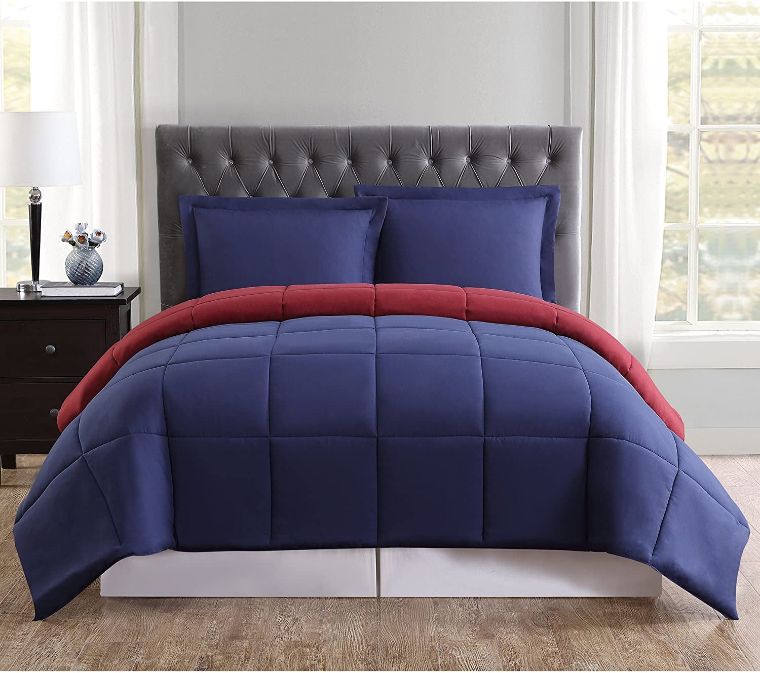 fhxbjoi Everyday Reversible Comforter Set Blush and Lavender Polyester ...
