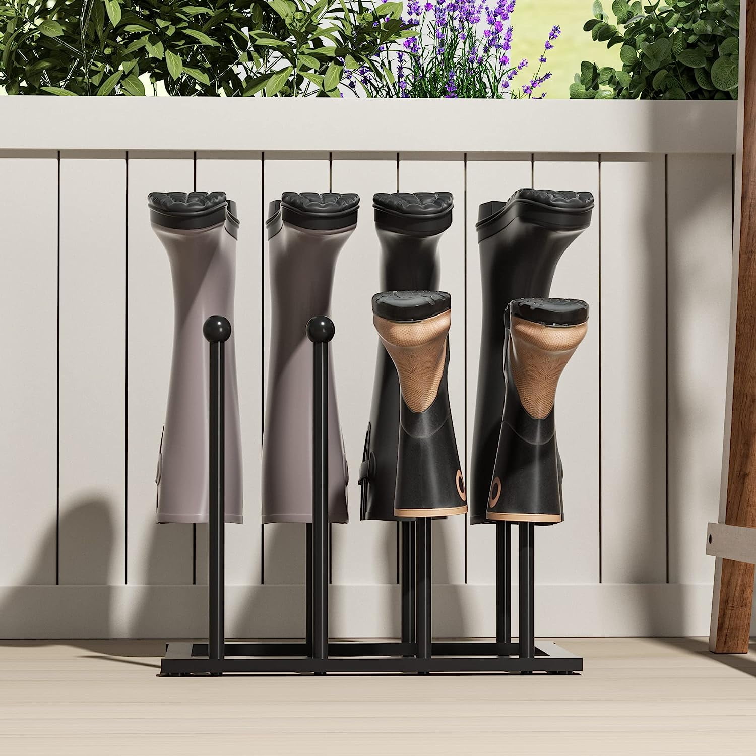 fhxbjoi Free Standing Shoe Racks - Black Metal Boot Rack Shoe Organizer ...