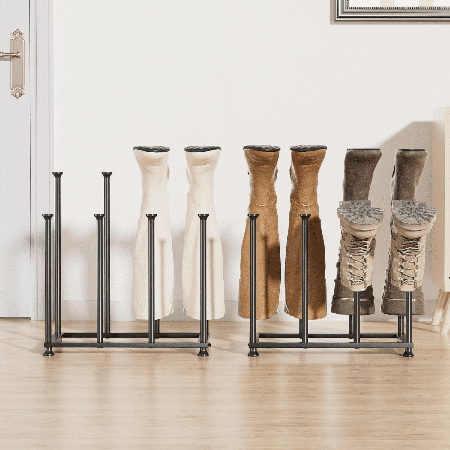 fhxbjoi Freestanding Boot Rack Organizer Tall Boots - Black Metal Boot ...