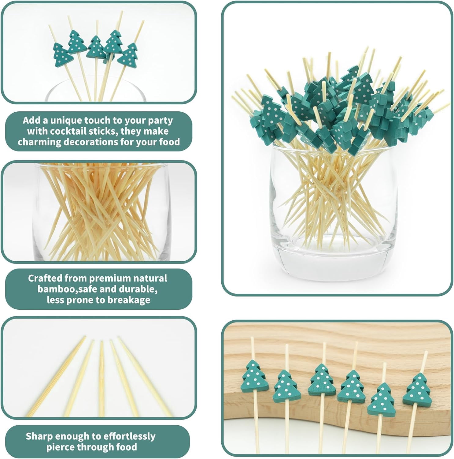 fhxbjoi Gold Star Cocktail Picks 5.5 Inch Long Decorative Toothpicks ...