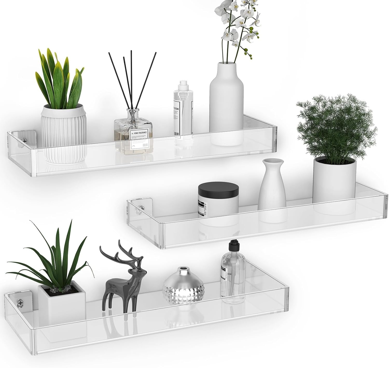 wxysydf JKLCH LTKIF Clear Acrylic Floating Wall Shelf Display Wall ...