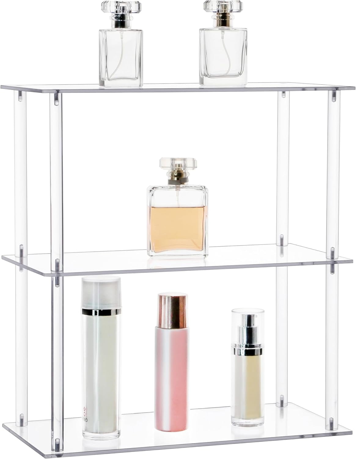 fhxbjoi Jusalpha Rectangular 3 Tier Clear Acrylic with Metal Tabletop ...