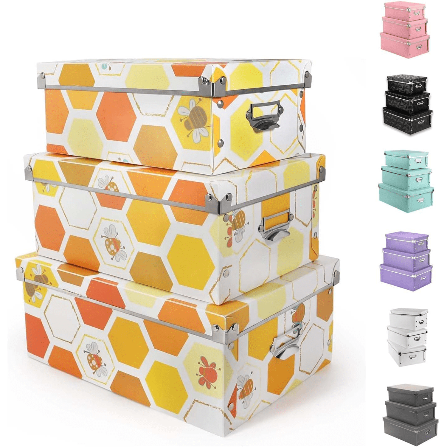 fhxbjoi KFHDMCV Foldable Storage Boxes with Lids 3 Pack Plastic ...