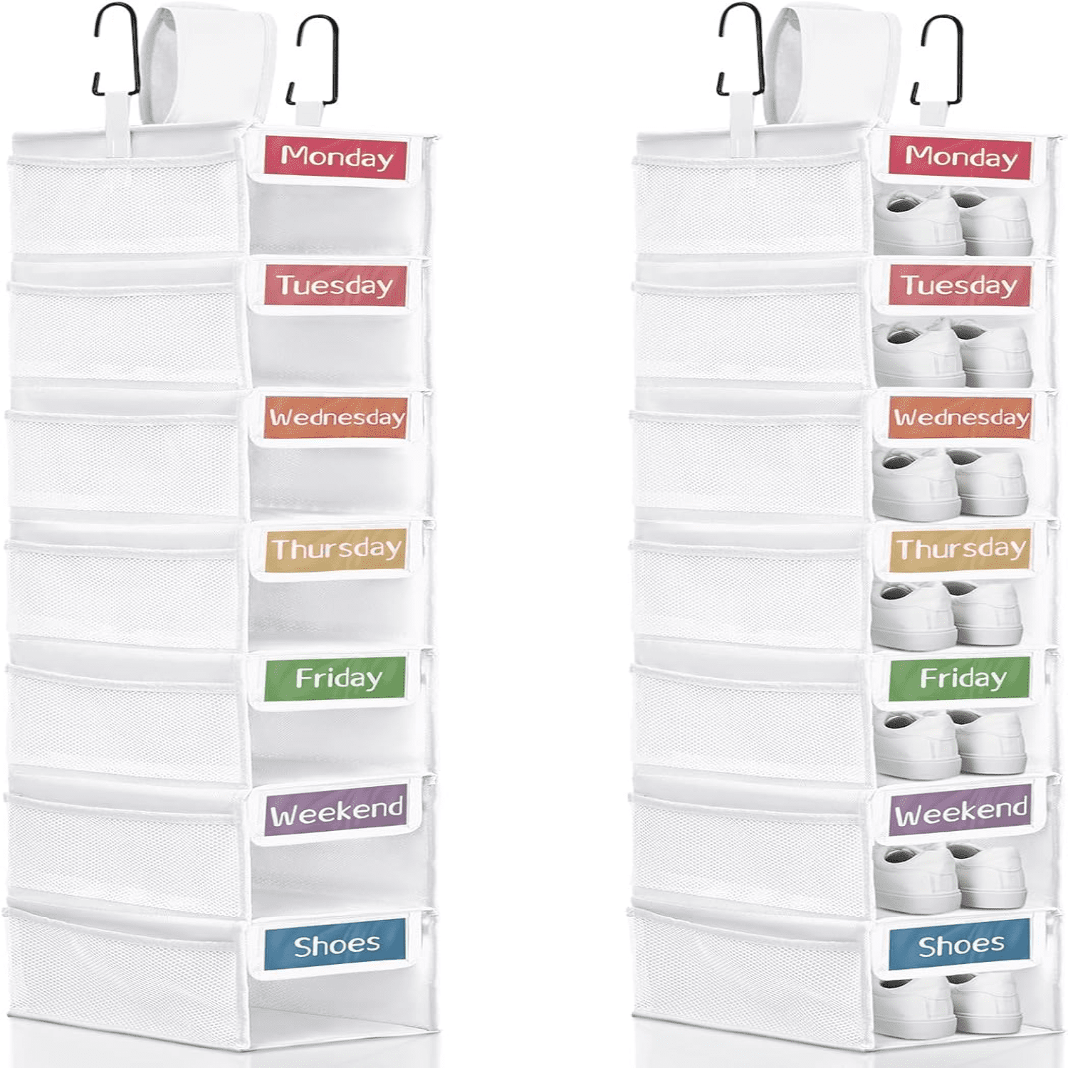chdqwer KFHDMCV KFHDMCV 2 Pack 7 Shelf Weekly Clothes Organizer Hanging ...