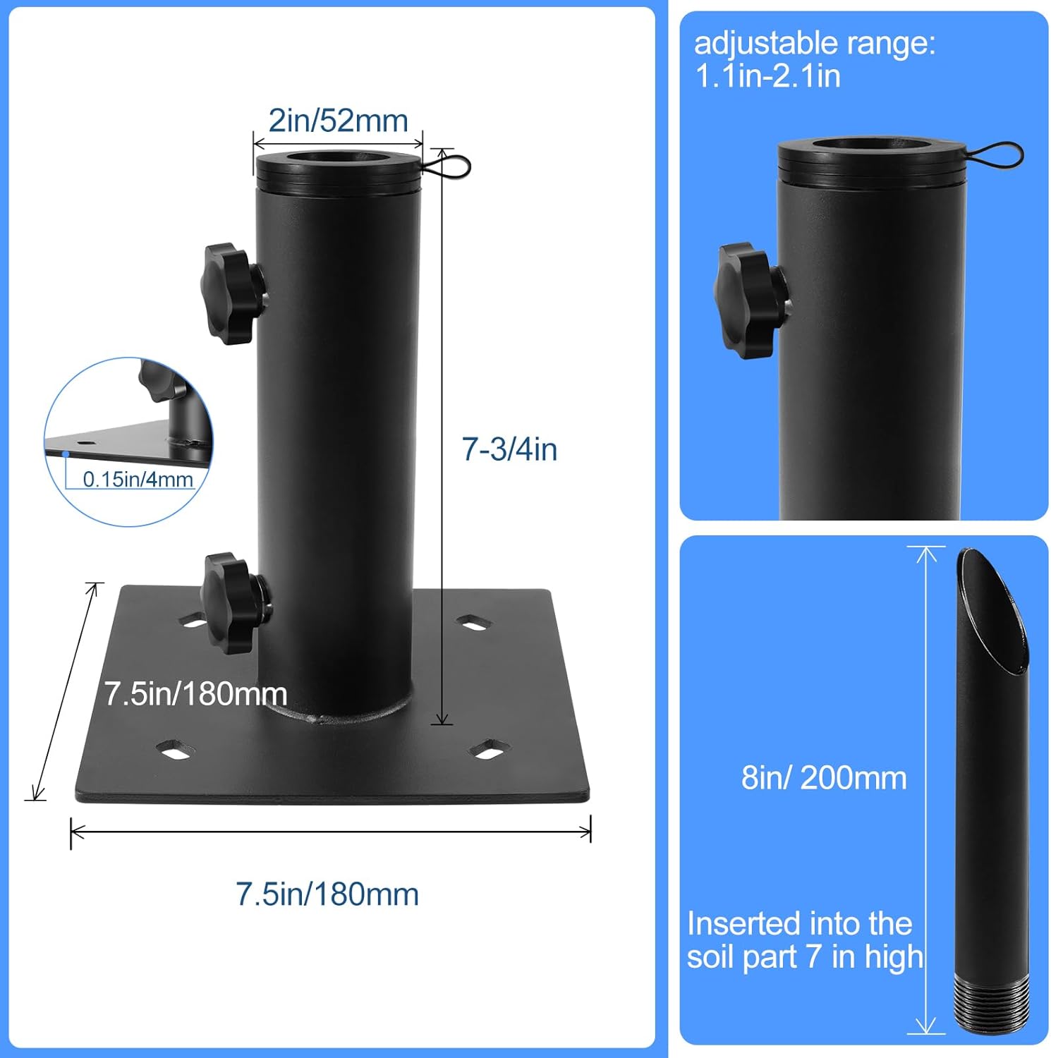 fhxbjoi Lalafancy Bolt Down Base Multifunctional Deck Mount with Ground ...