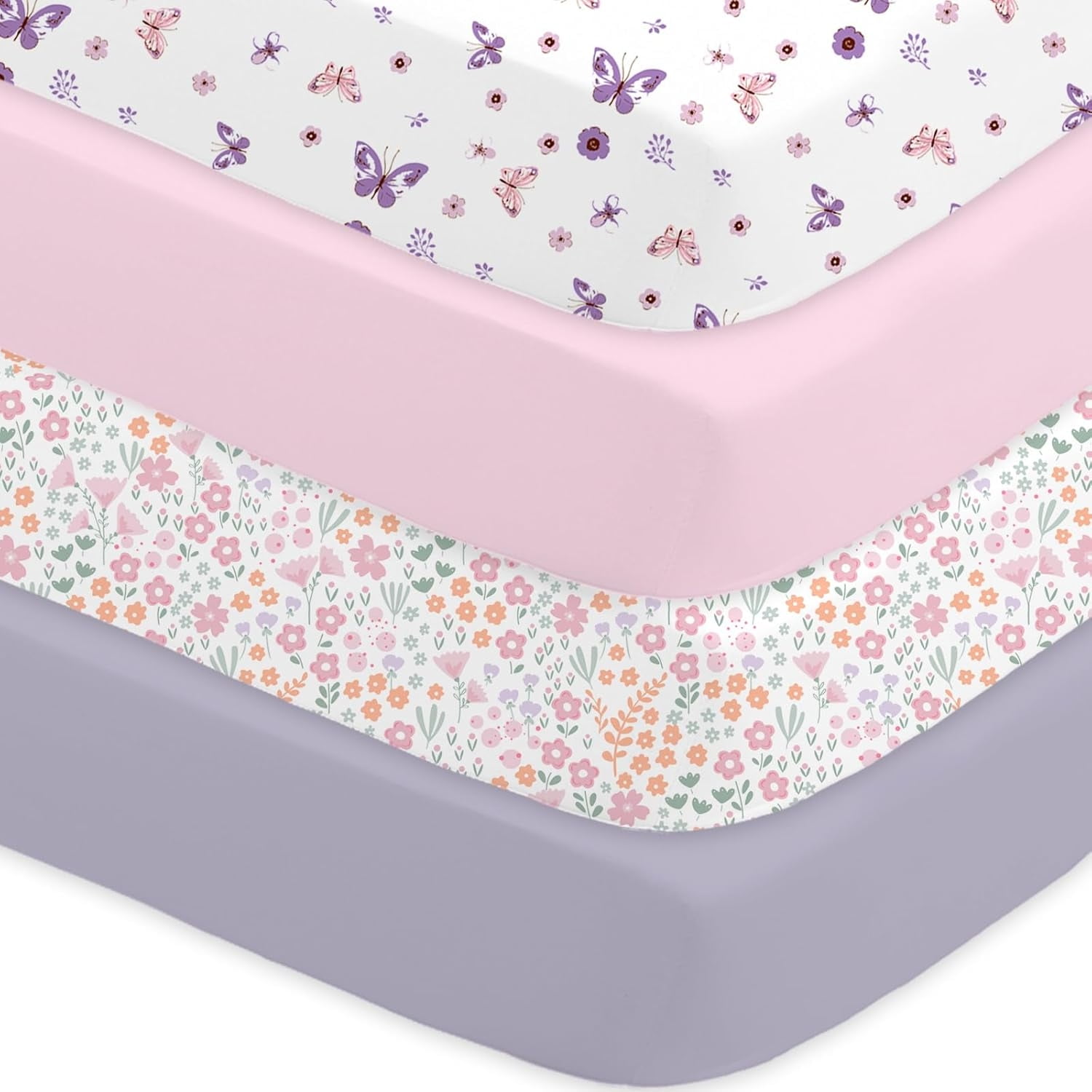 VYIHBO Mini Crib Sheets Pack and Play Sheets for Baby Girl Boy 4 Pack ...