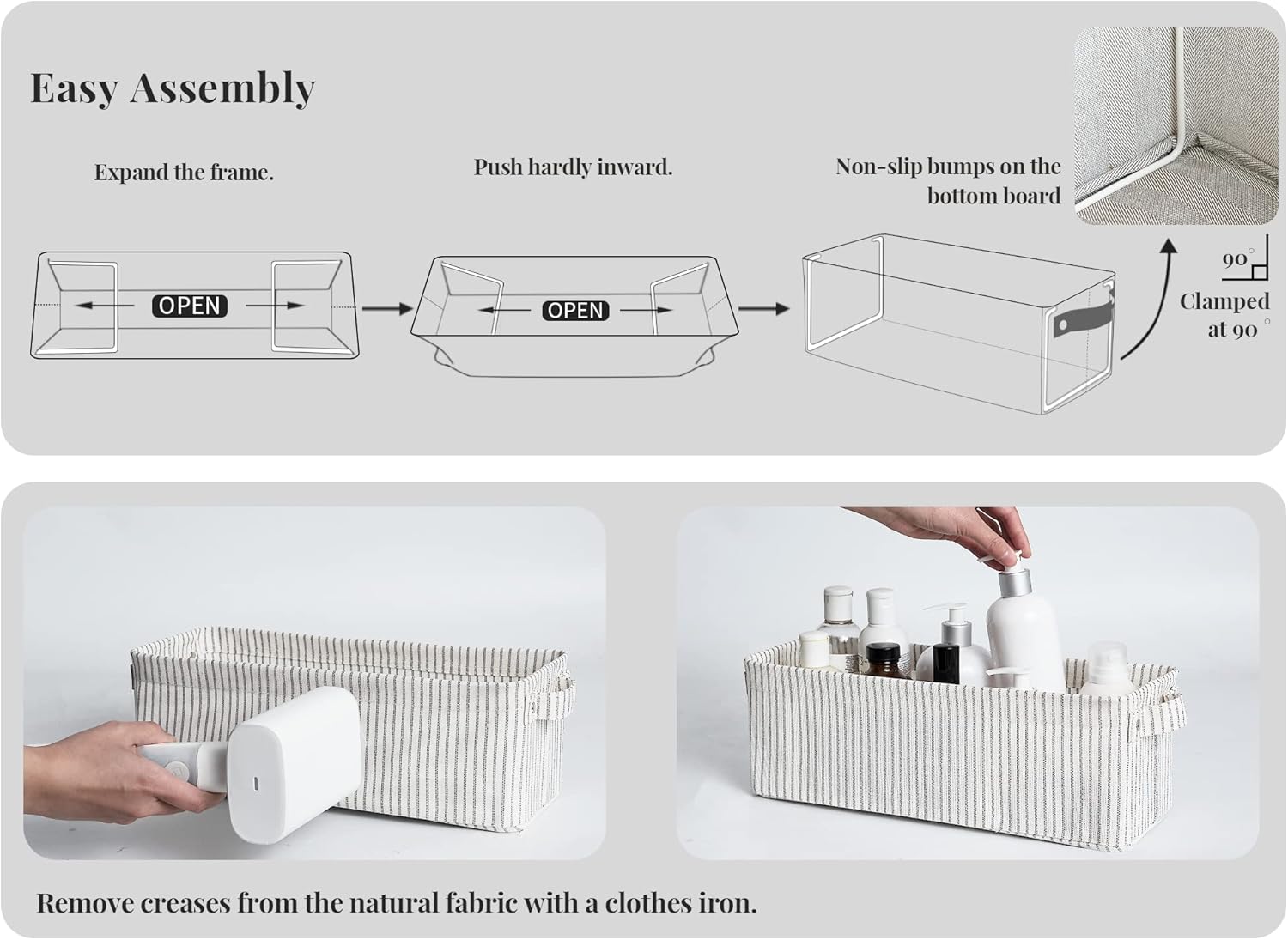 fhxbjoi Narrow Storage Bins Small Basket for Closet and Shelves Fabric ...