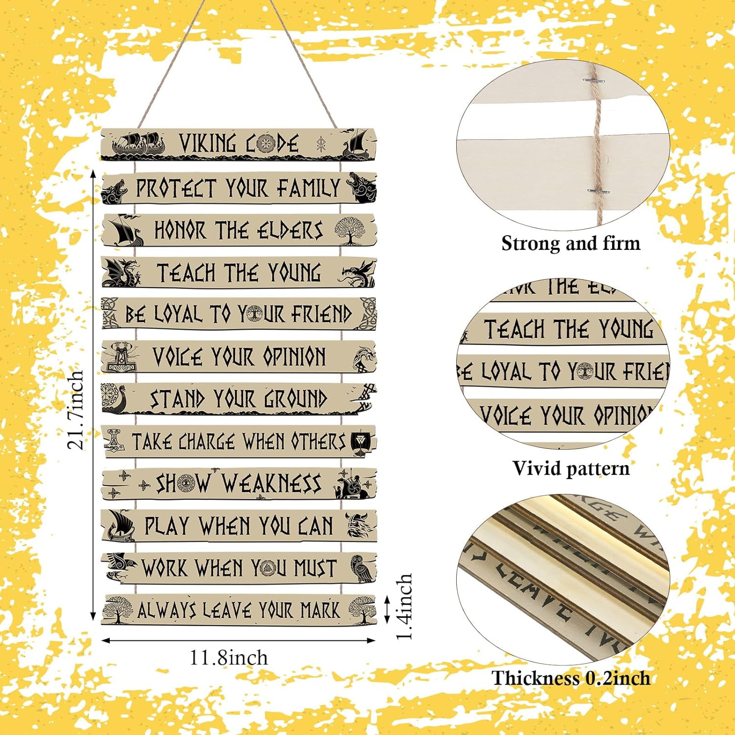 czyyul Nordic norse Viking Sign Code Wall Decor Celtic Rune Plaque ...