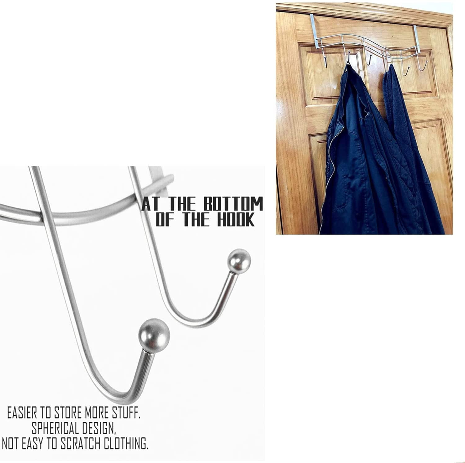 fhxbjoi Pack of 2 Over The Door Rack with Hooks 6 Hangers for Coats ...