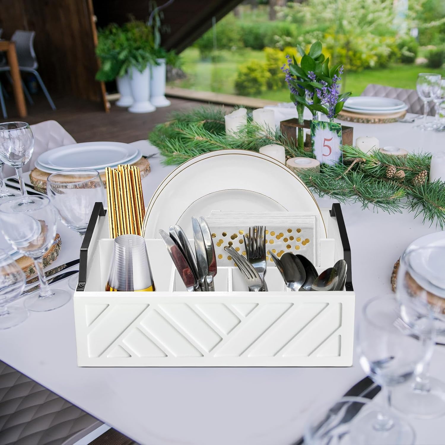 fhxbjoi Paper Plate Dispenser and Holder for Kitchen Counter Wood ...