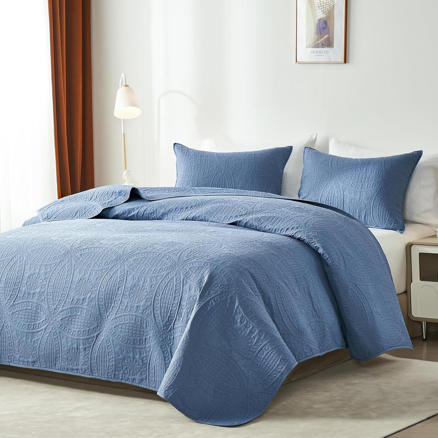 fhxbjoi Queen Quilt Bedding Set Olive Green Ultrasonic Full/Queen Quilt ...